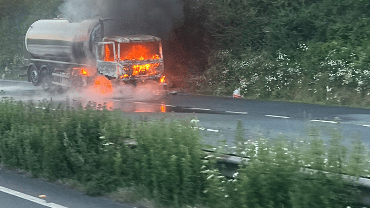 In Pictures: Milk tanker fire on A38 near Ivybridge | dartmouth-today.co.uk
