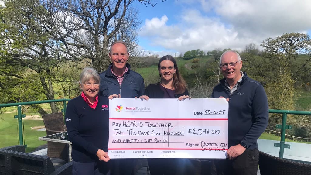 Dartmouth Golf Club delivers Hearts Together cheque | dartmouth-today.co.uk