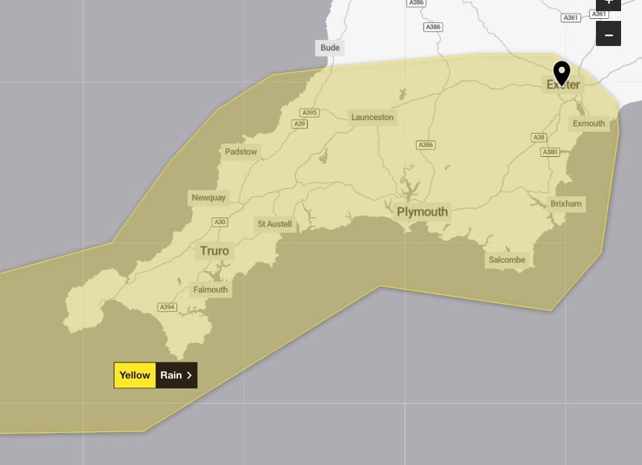 Yellow weather warning issued for Devon | dartmouth-today.co.uk